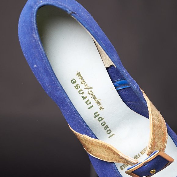 Vintage | Shoes | Vintage 97s Mod Blue And Gold Suede Shoes | Poshmark